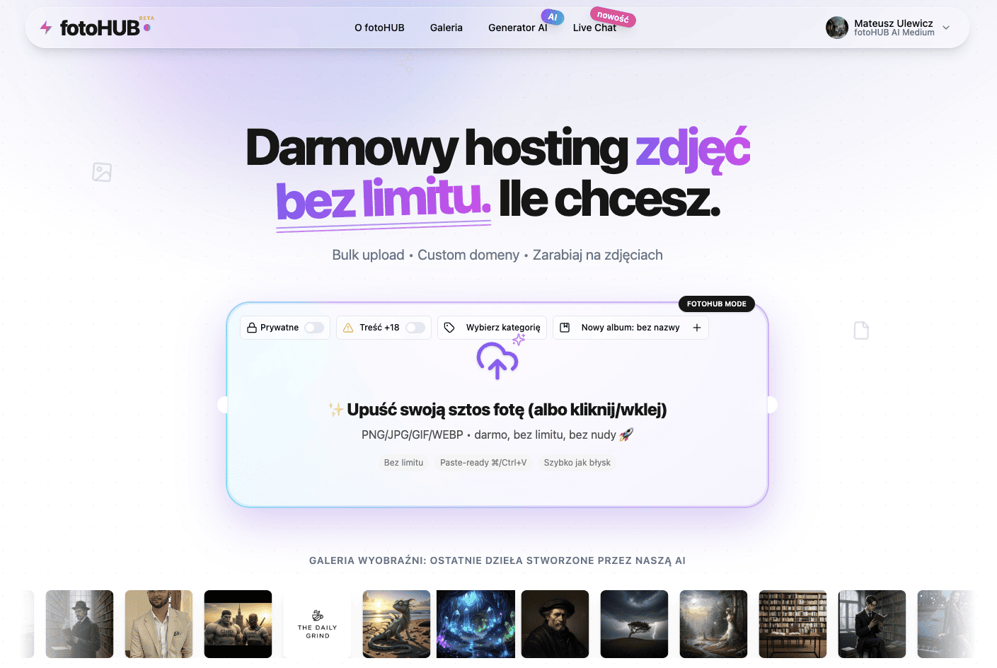 FOTOhub - Generatory AI, Chmura, Grafika i Wideo | Platforma dla Twórców